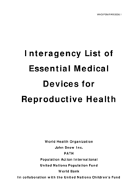 Interagency List of Essential Medical Devices for Reproductive Health ...