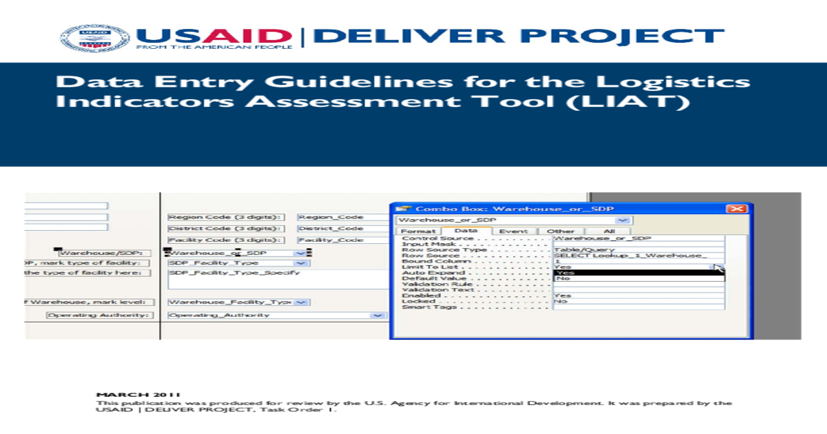 Data Entry Guidelines for the Logistics Indicators Assessment Tool ...